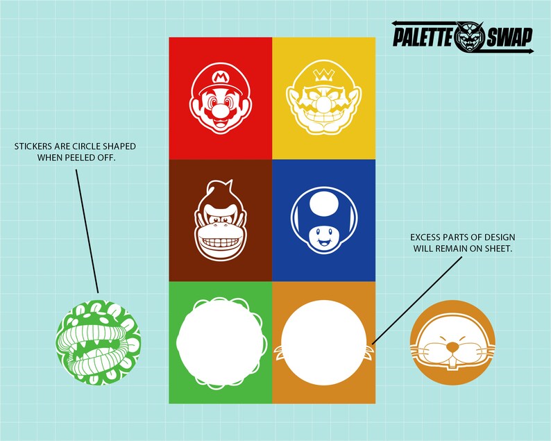 Super Mario Sticker Pack Set of 6 | Yoshi Pack | Weatherproof Matte ...