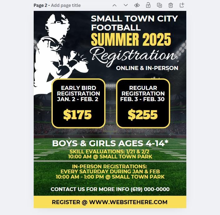 Football Registration Flyer, Sports Registration Flyer Template ...