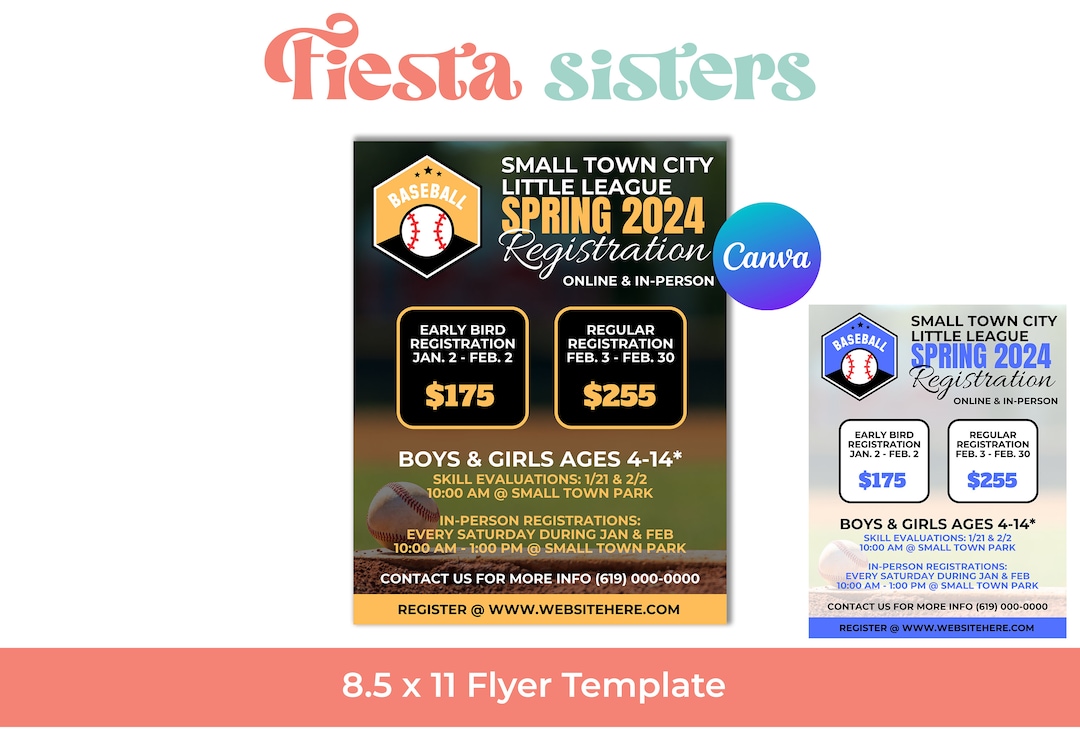 Baseball Registration Flyer, Sports Registration Flyer Template, Little ...