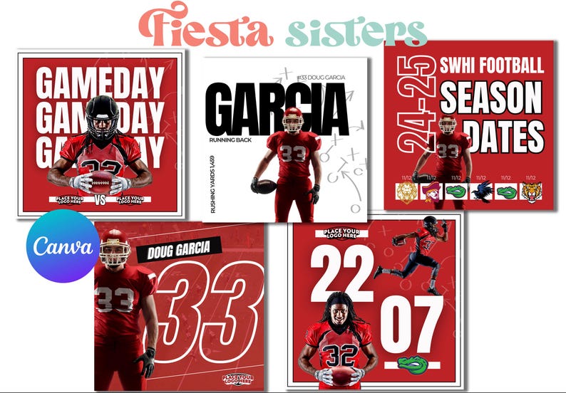 Professional Canva Football Templates, 5 Social Media Posts, Instagram ...