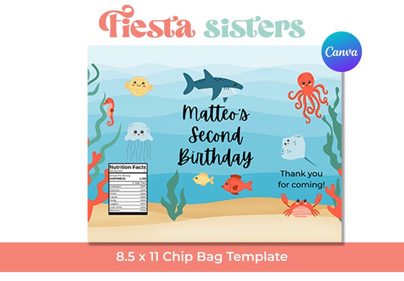 Under the Sea DIY Chip Bag, Under Water Birthday Custom Chip Bags ...