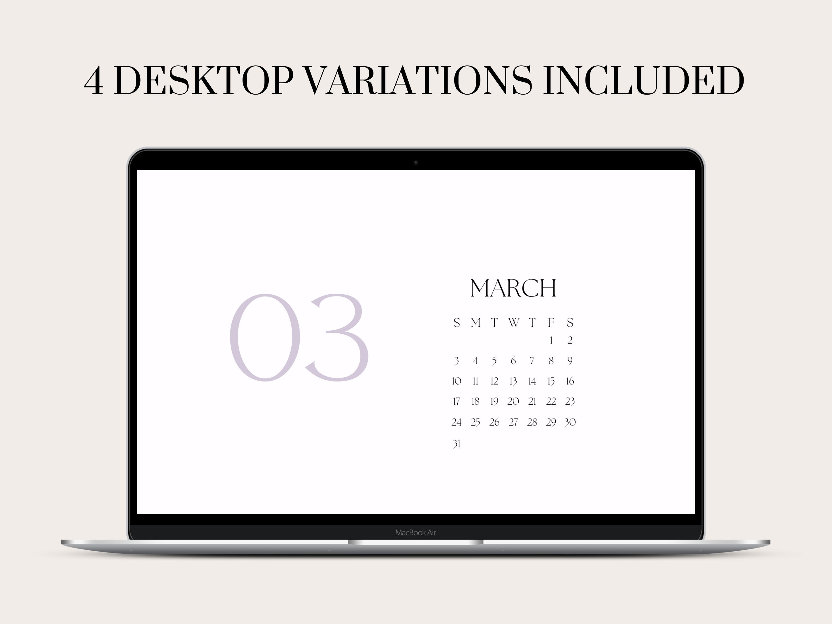 Soft Lilac Desktop Organizer Wallpapers With Monthly Calendar (march ...
