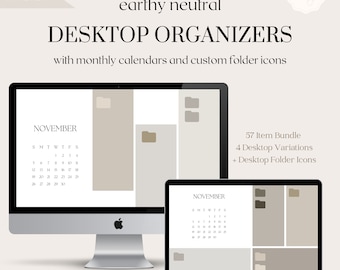 Christmas Desktop Wallpaper Organizer Minimal Winter Theme - Etsy