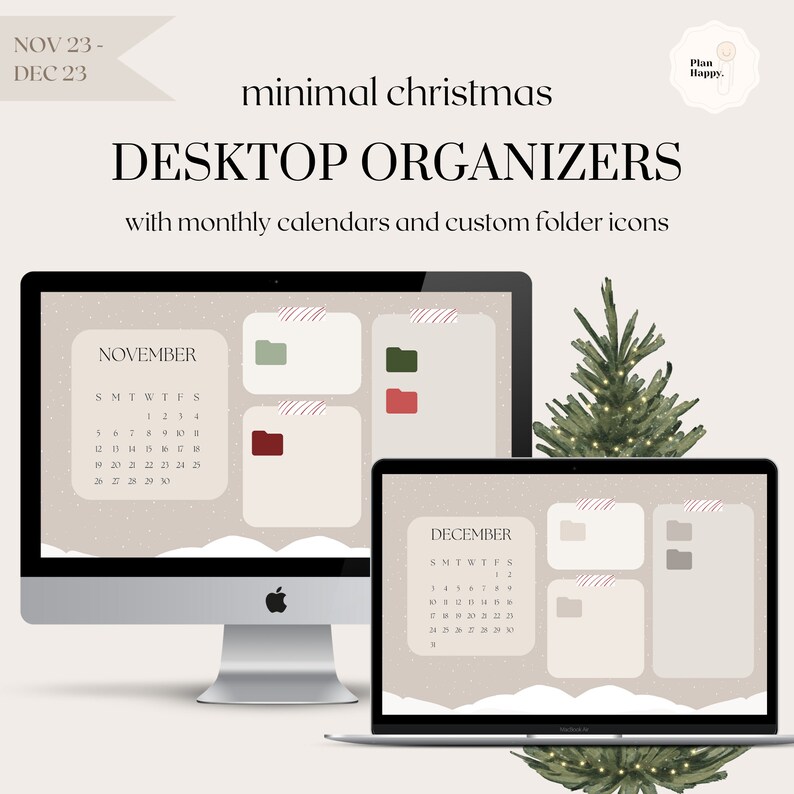 Christmas Desktop Wallpaper Organizer Minimal Winter Theme Desktop ...