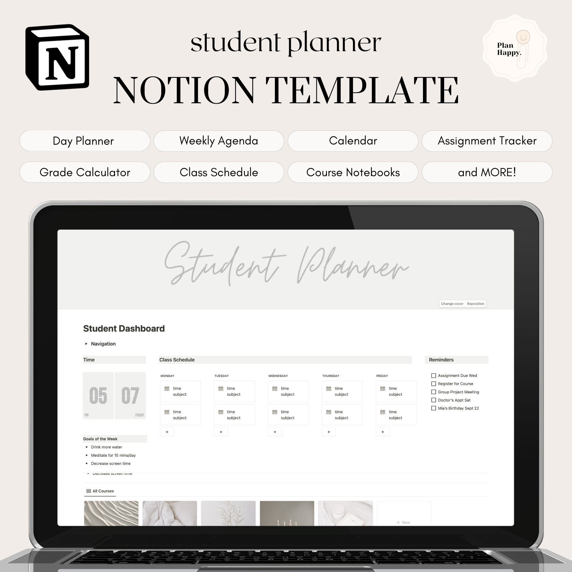 Student Planner Notion Template: All-in-one Organizer for Agenda ...