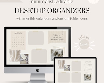 Christmas Desktop Wallpaper Organizer Minimal Winter Theme - Etsy