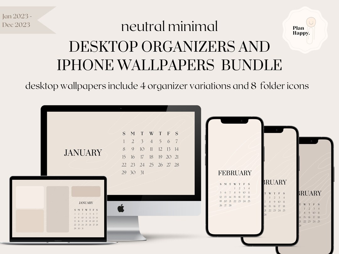 Desktop Wallpaper Organizers With Monthly 2023 Calendar Folder Icons ...