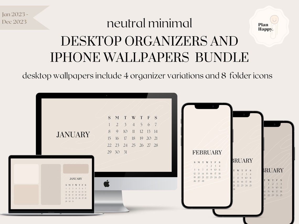 Desktop Wallpaper Organizers With Monthly 2023 Calendar Folder Icons ...