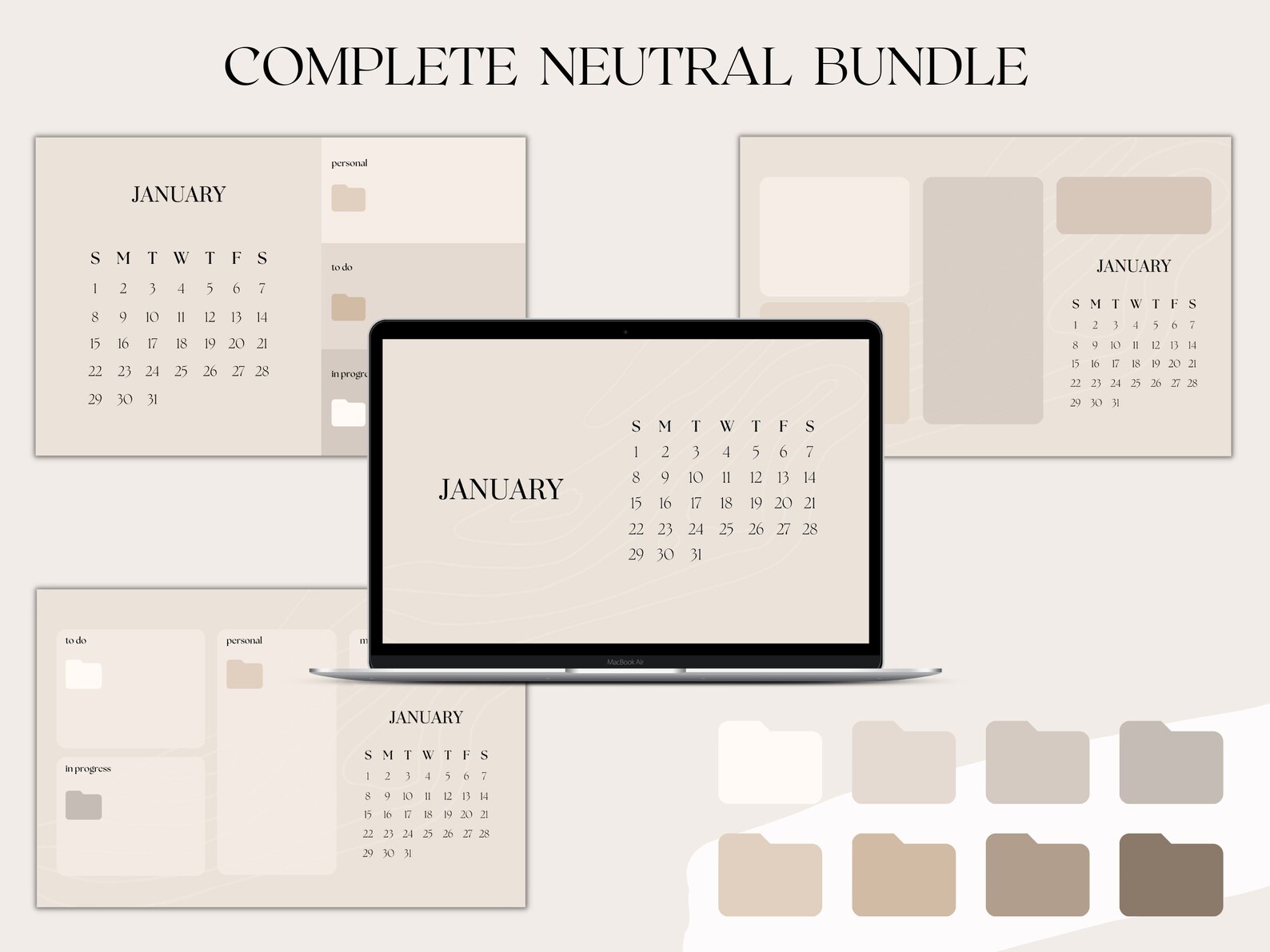 Desktop Organizing Wallpapers With Folder Icons and Monthly Calendars ...