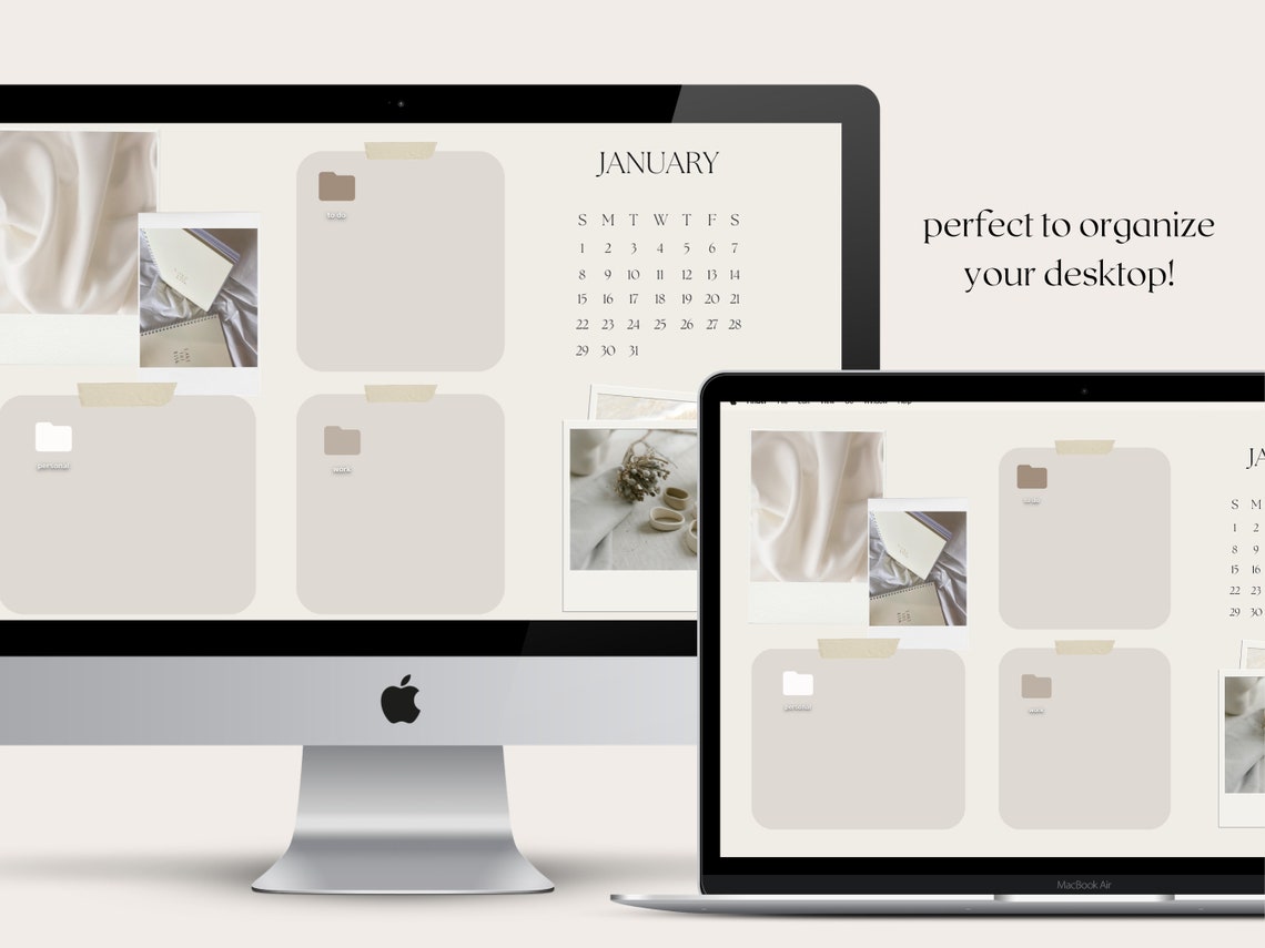 Neutral Beige Desktop Icons to Organize Your Home Screen | Aesthetic ...