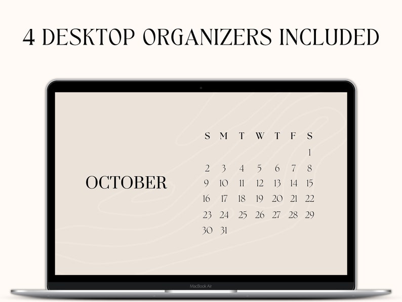 Neutral Desktop Organizer Wallpapers With Calendar (september 2024 ...