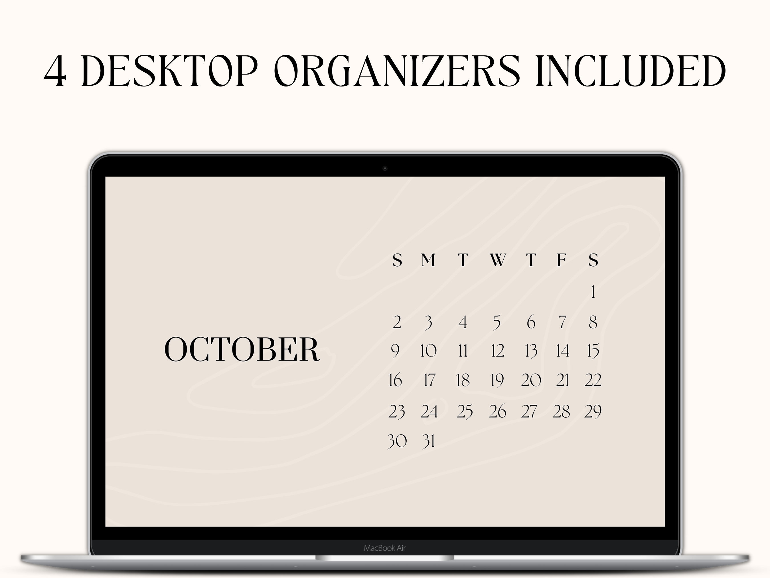 Neutral Desktop Organizer Wallpapers With Calendar (september 2024 ...