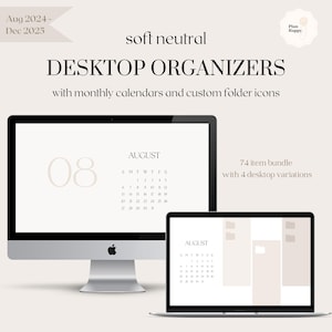 Soft Neutral Desktop Organizer Wallpapers With Monthly Calendar (aug ...
