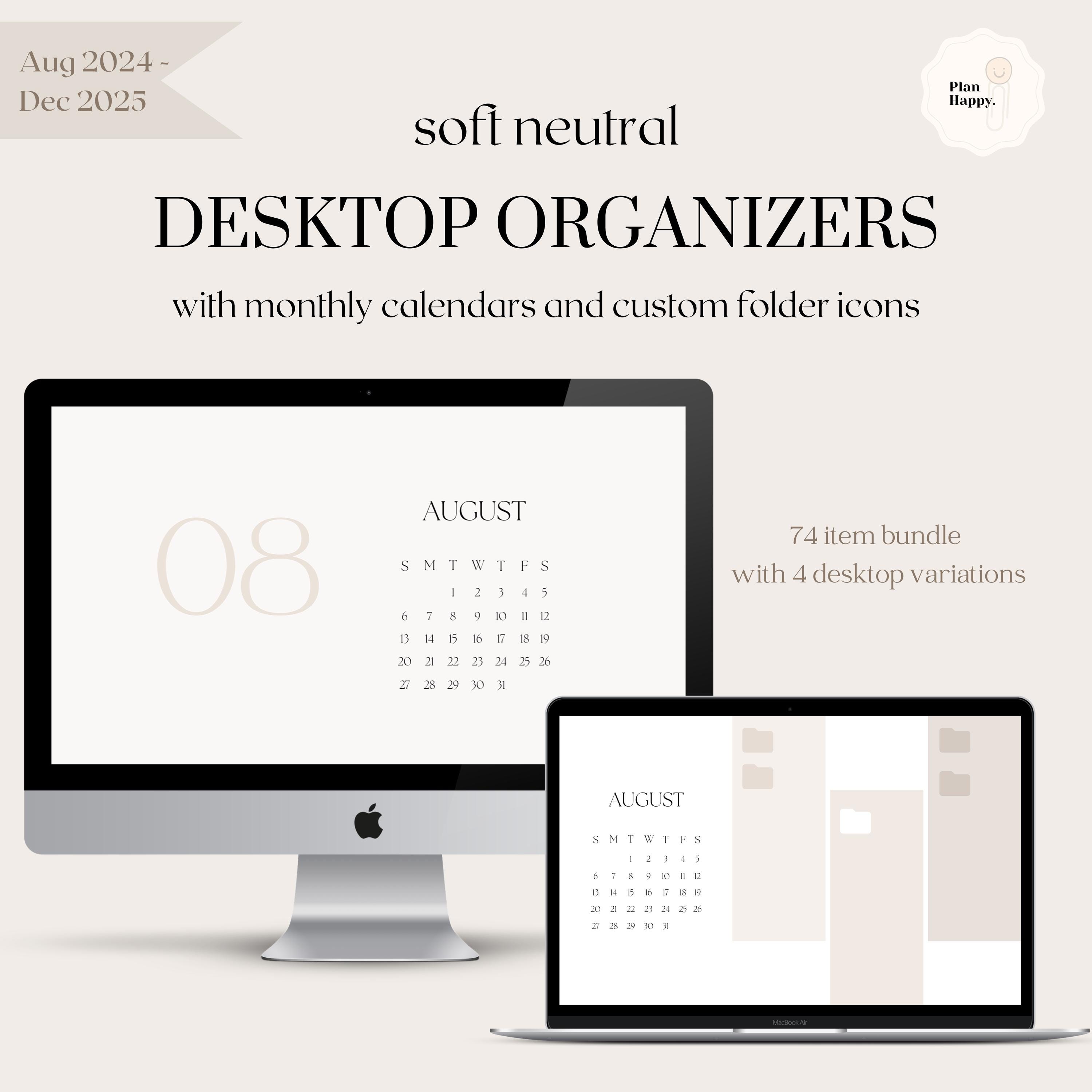 Soft Neutral Desktop Organizer Wallpapers With Monthly Calendar (aug ...