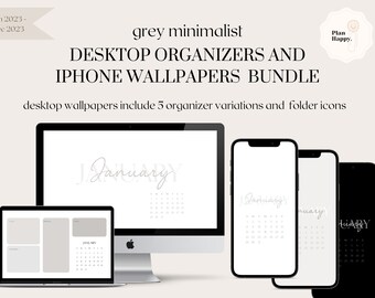 Christmas Desktop Wallpaper Organizer Minimal Winter Theme - Etsy