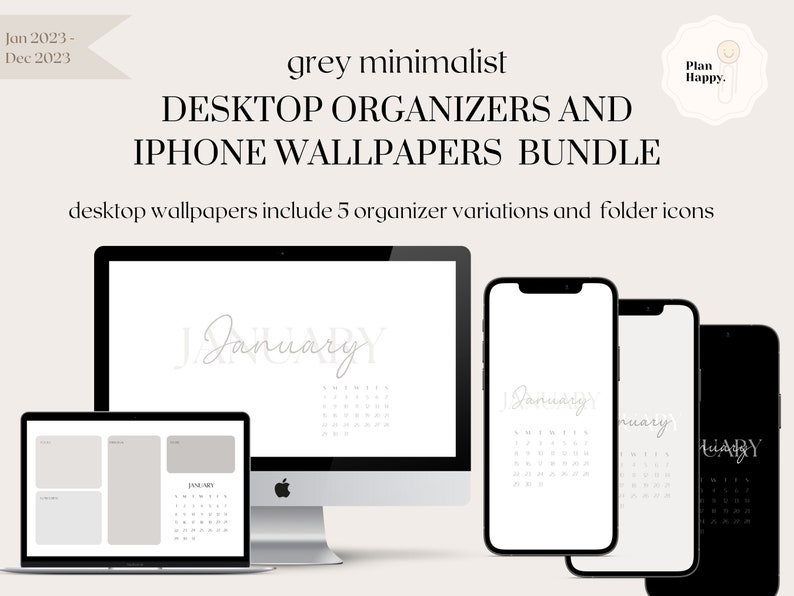 Desktop Wallpaper Organizers With Monthly Calendar (jan - Dec 2023 ...