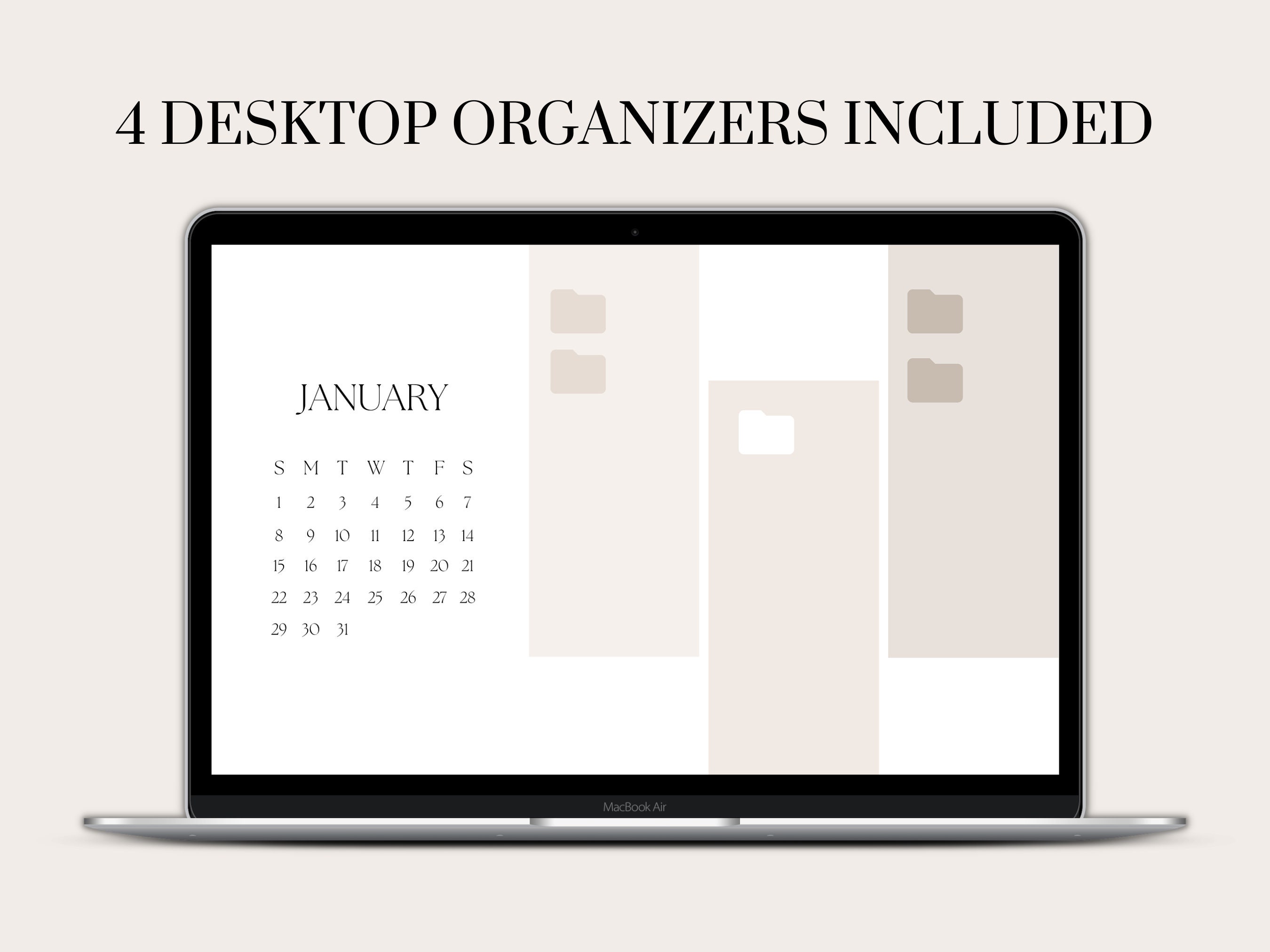 Soft Neutral Desktop Organizer Wallpapers With Monthly Calendar (aug ...