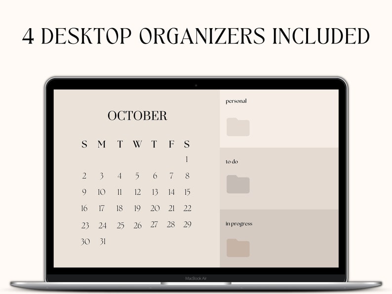 Neutral Desktop Organizer Wallpapers With Calendar (september 2024 ...