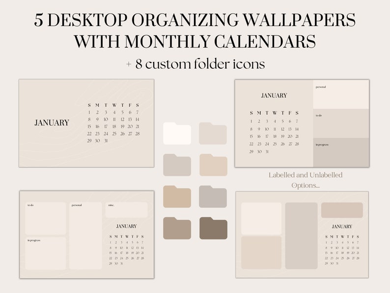 Desktop Wallpaper Organizers With Monthly 2023 Calendar - Etsy