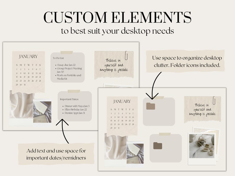 Editable Desktop Wallpaper Organizers With Monthly Calendar (nov 2023 ...