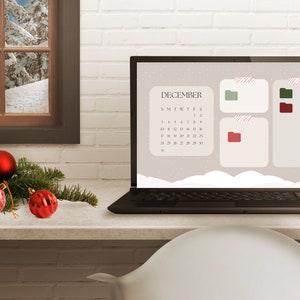 Christmas Desktop Wallpaper Organizer Minimal Winter Theme Desktop ...