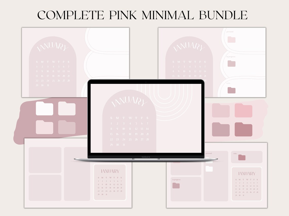 Desktop Organizing Wallpapers With Folder Icons and Monthly Calendars ...
