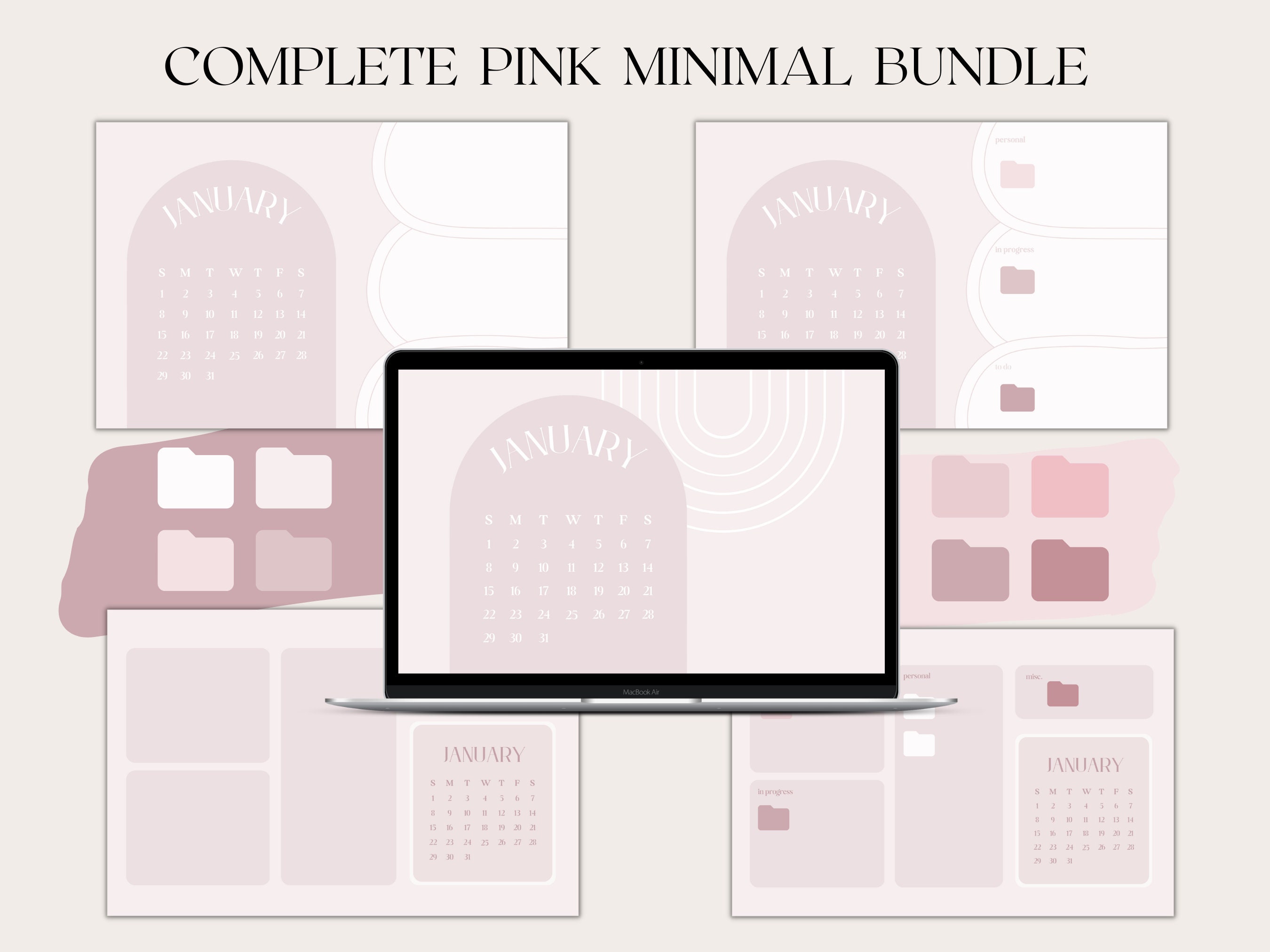 Desktop Organizing Wallpapers With Folder Icons and Monthly Calendars ...