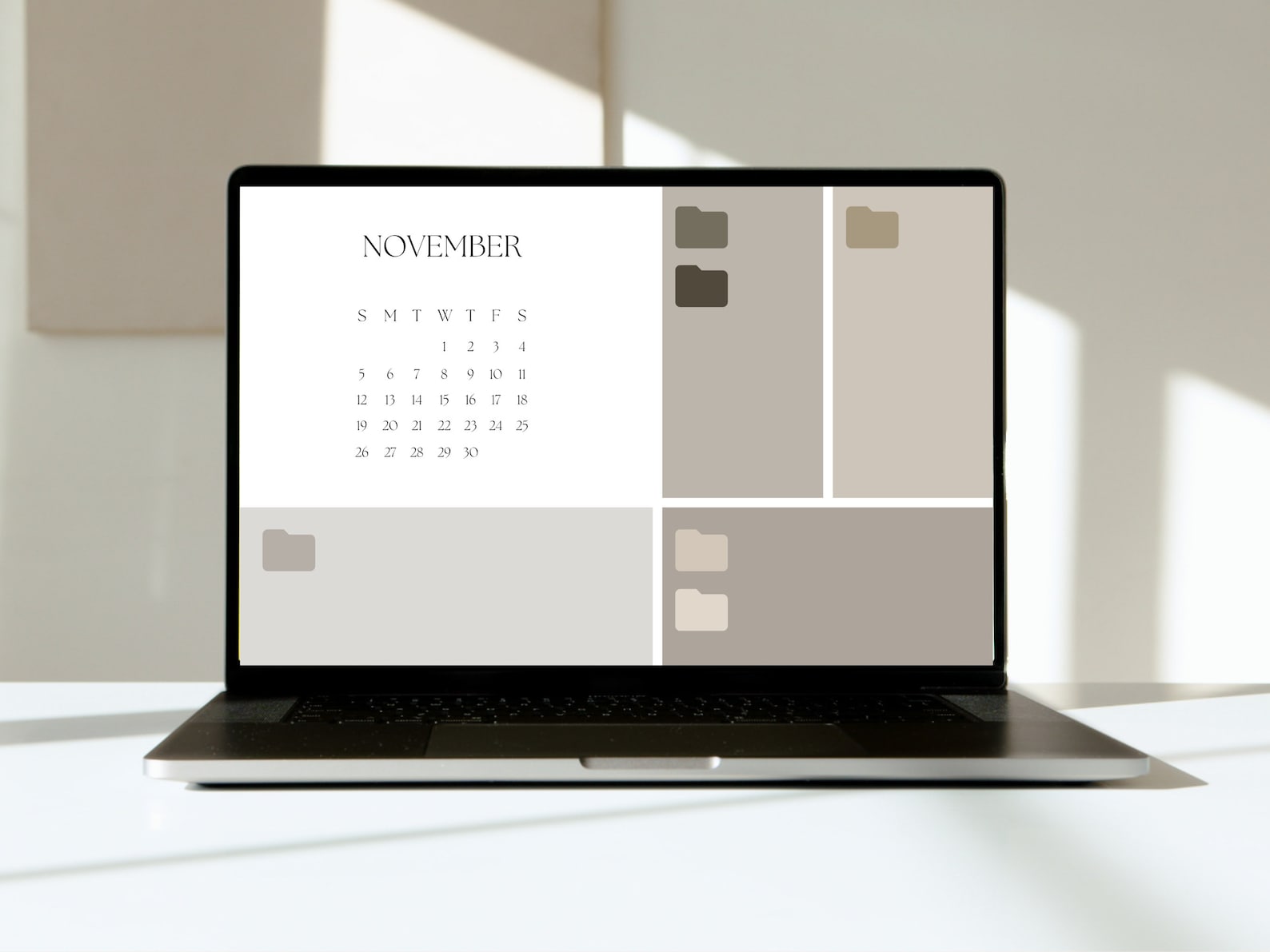 Earthy Neutral Desktop Organizer Wallpapers With Monthly Calendar nov ...