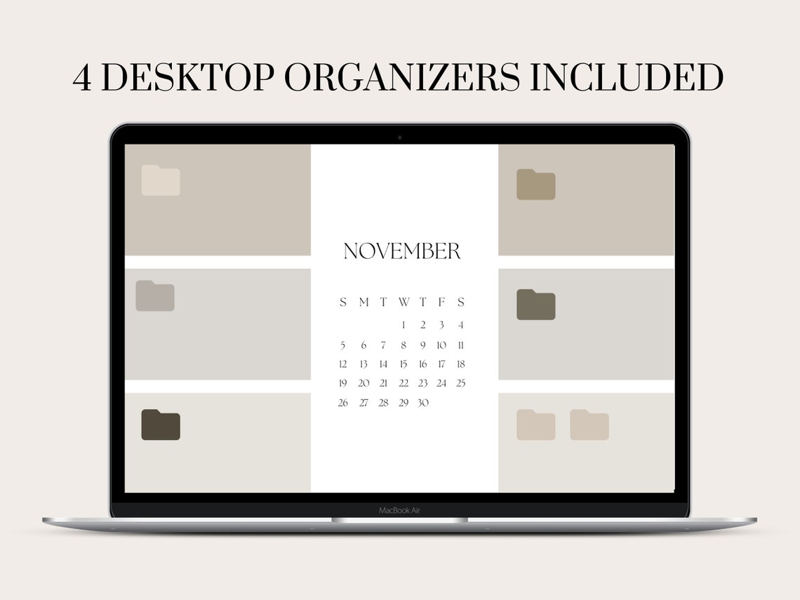 Earthy Neutral Desktop Organizer Wallpapers With Monthly Calendar nov ...