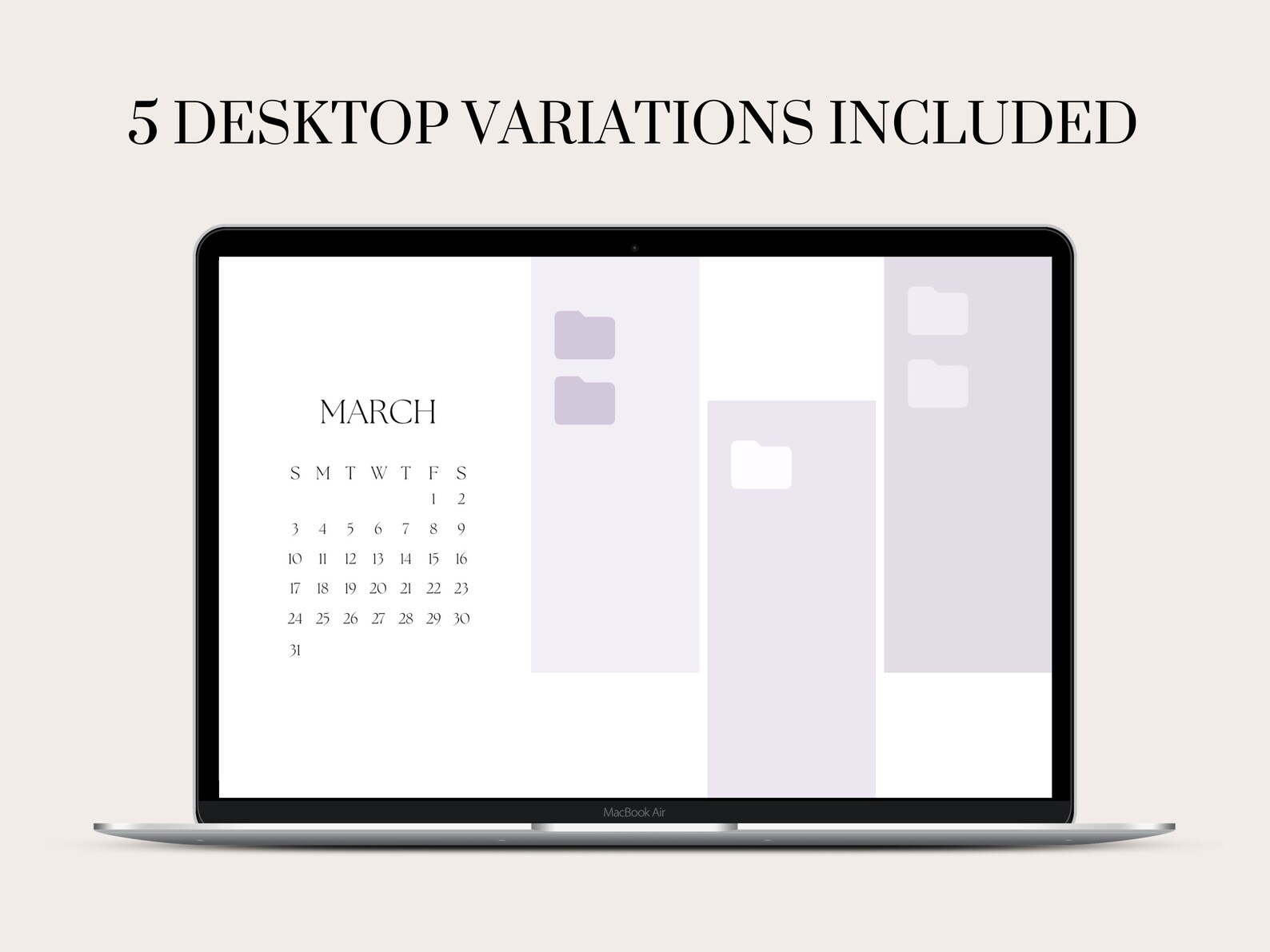 Soft Lilac Desktop Organizer Wallpapers With Monthly Calendar (march ...