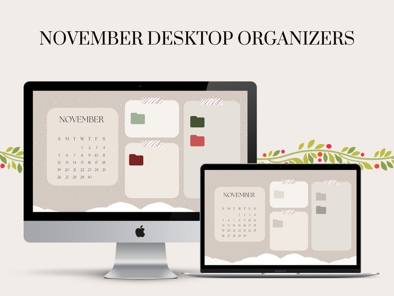 Christmas Desktop Wallpaper Organizer Minimal Winter Theme Desktop ...