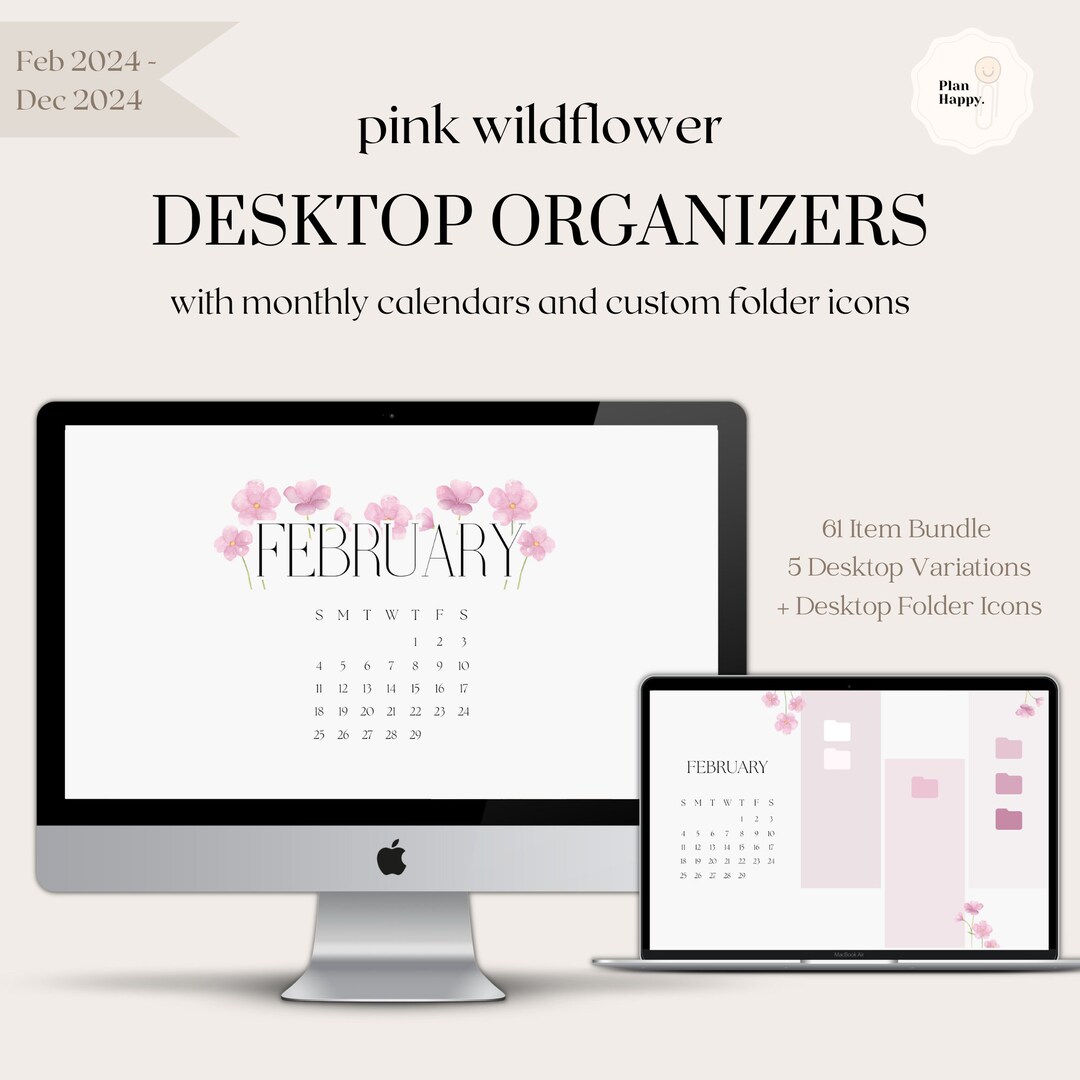 Desktop Organizer Wallpapers With Monthly Calendar (february 2024 - Dec ...