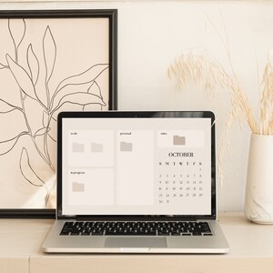 Neutral Desktop Organizer Wallpapers With Calendar (september 2024 ...