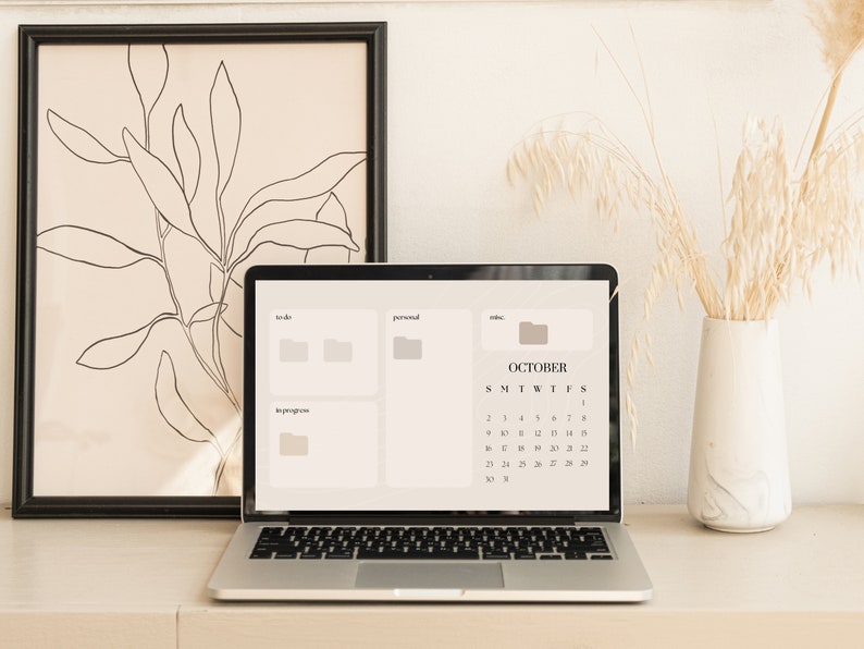 Neutral Desktop Organizer Wallpapers With Calendar (september 2024 ...