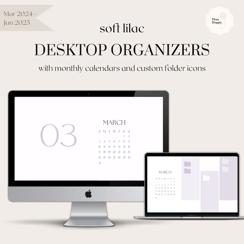 Soft Lilac Desktop Organizer Wallpapers With Monthly Calendar (march ...