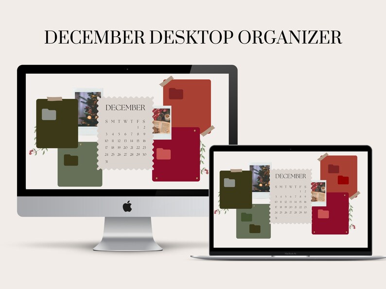 Christmas Desktop Wallpaper Organizer - Minimal Winter Theme - Desktop ...