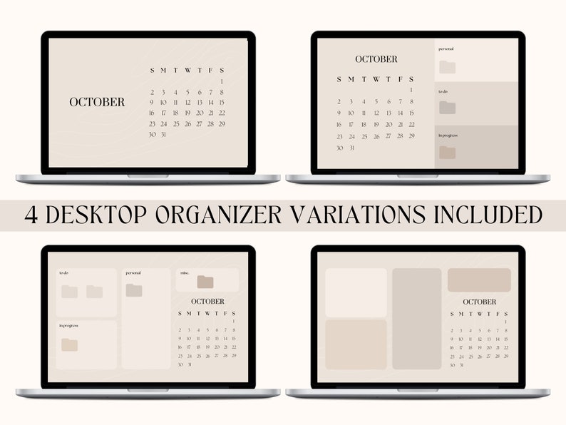 Neutral Desktop Organizer Wallpapers With Calendar (september 2024 ...