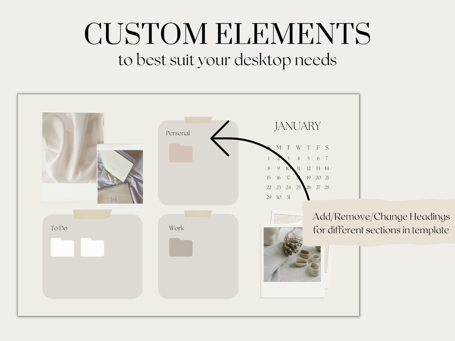 Editable Desktop Wallpaper Organizers With Monthly Calendar (nov 2023 ...