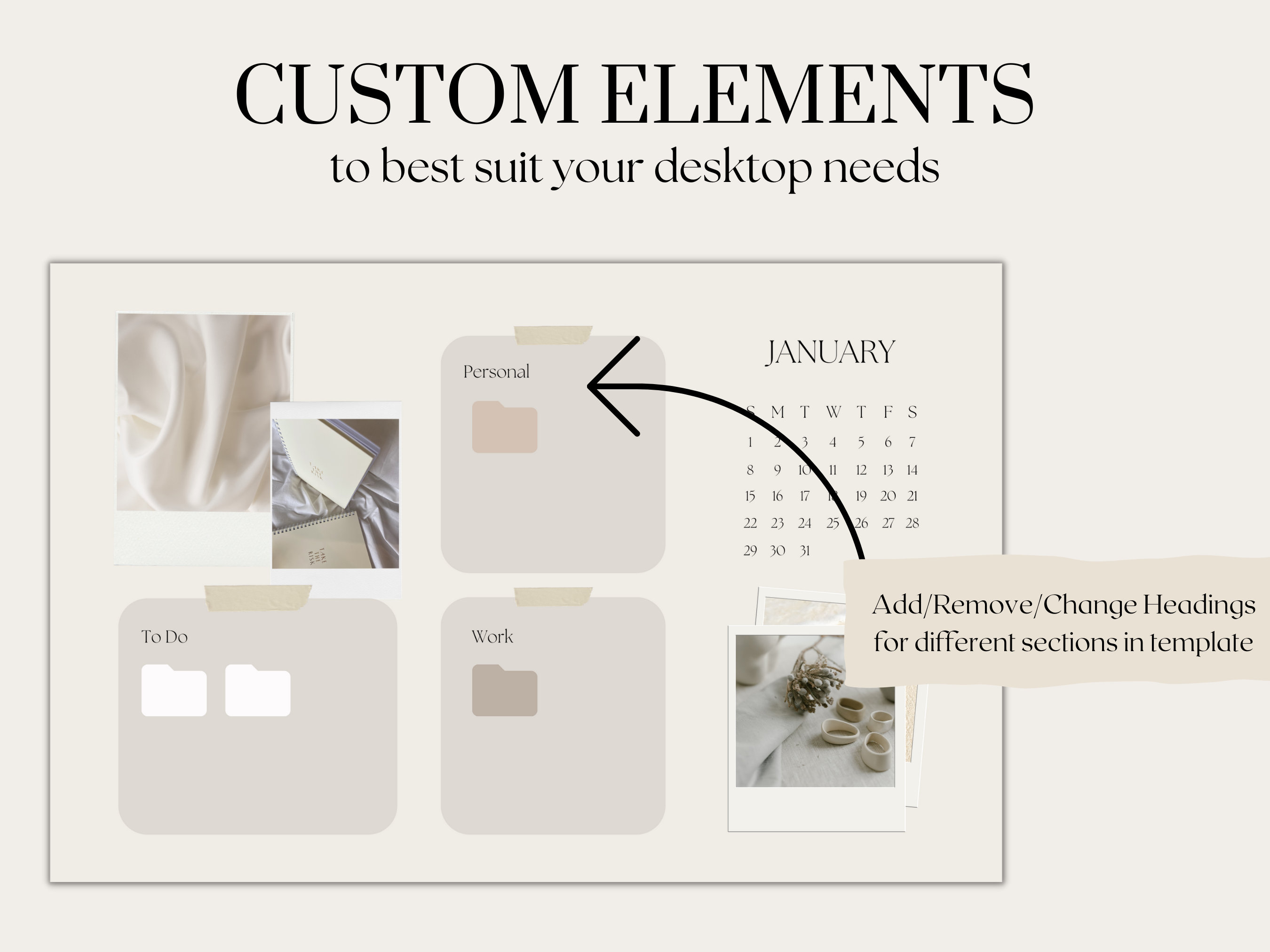 Editable Desktop Wallpaper Organizers With Monthly Calendar (nov 2023 ...