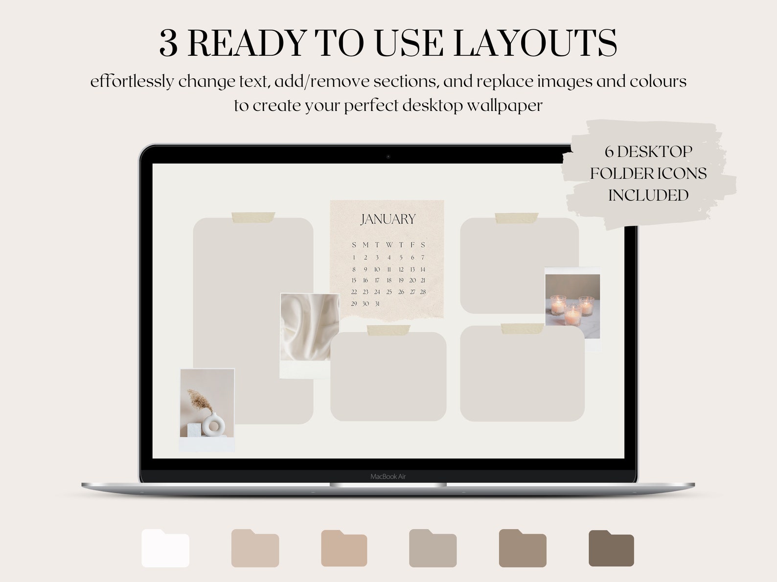 Editable Desktop Wallpaper Organizers With Monthly Calendar (nov 2023 ...