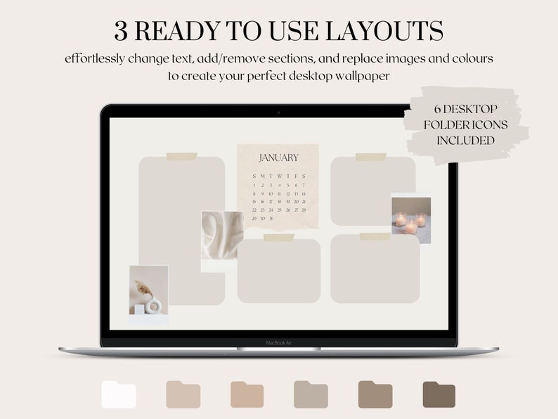 Editable Desktop Wallpaper Organizers With Monthly Calendar (nov 2023 ...