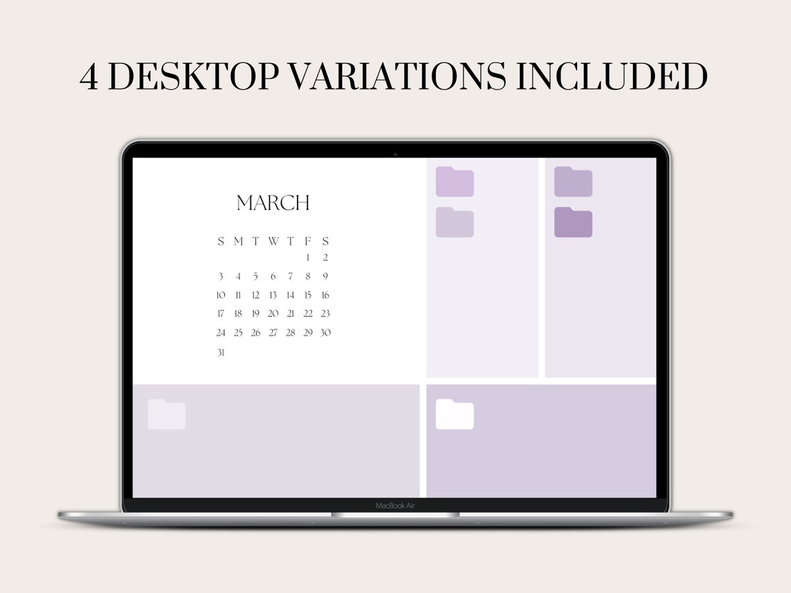 Soft Lilac Desktop Organizer Wallpapers With Monthly Calendar (march ...