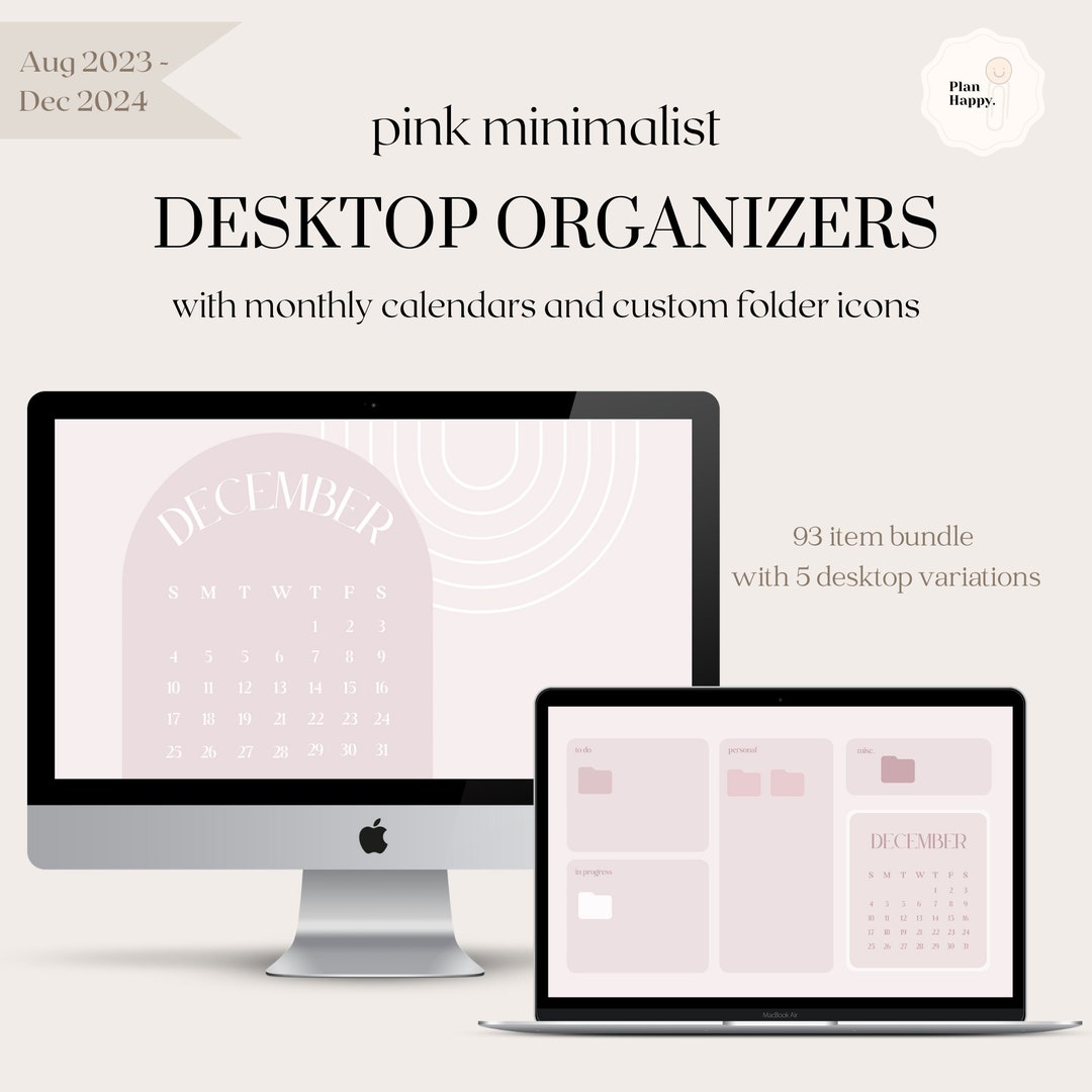 Pink Desktop Organizer Wallpapers With Monthly Calendar (aug 2023 - Dec ...