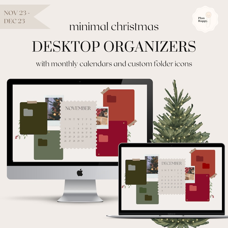 Christmas Desktop Wallpaper Organizer - Minimal Winter Theme - Desktop ...