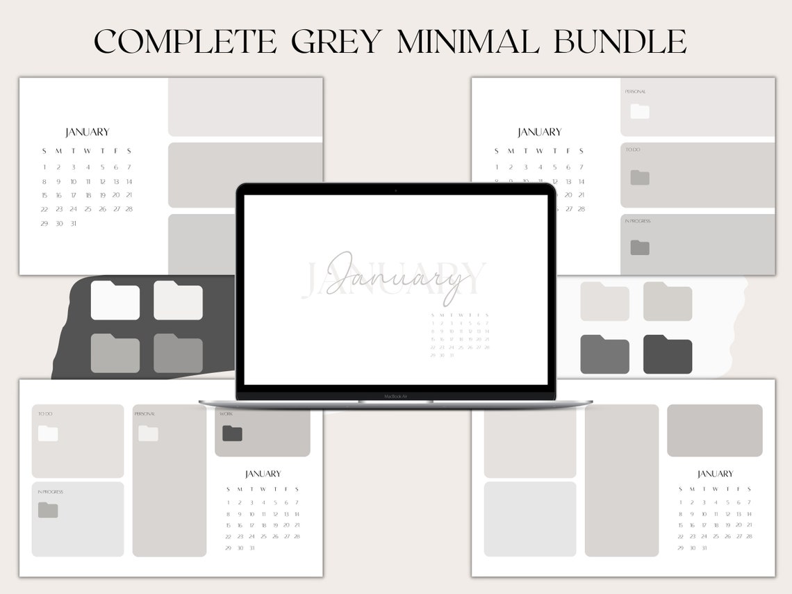 Desktop Organizing Wallpapers With Folder Icons and Monthly Calendars ...