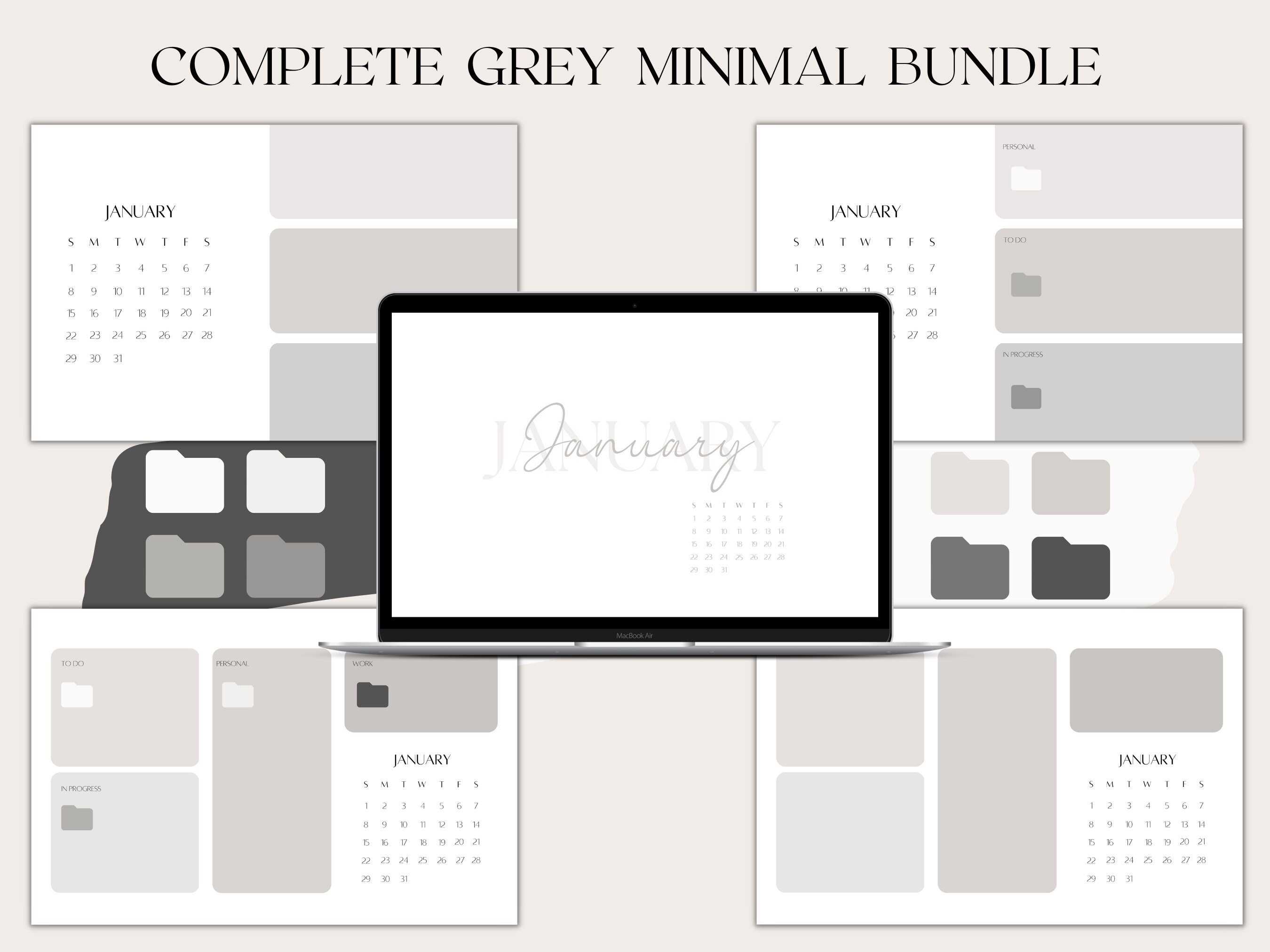 Desktop Organizing Wallpapers With Folder Icons and Monthly Calendars ...