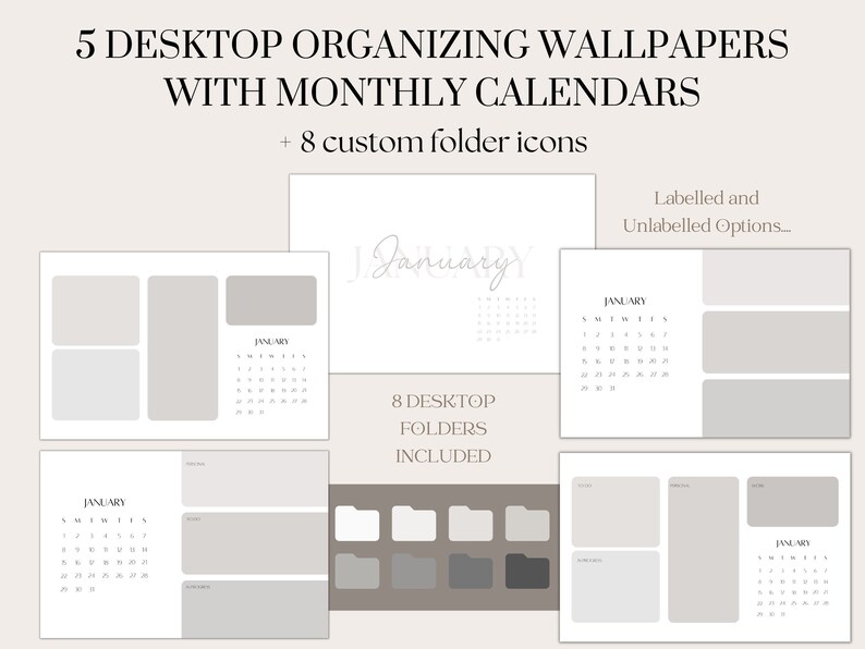 Desktop Wallpaper Organizers With Monthly Calendar (jan - Dec 2023 ...