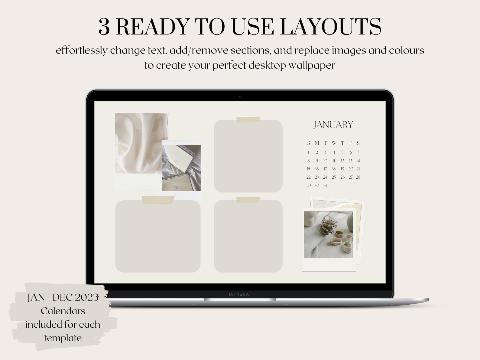 Editable Desktop Wallpaper Organizers With Monthly Calendar (nov 2023 ...