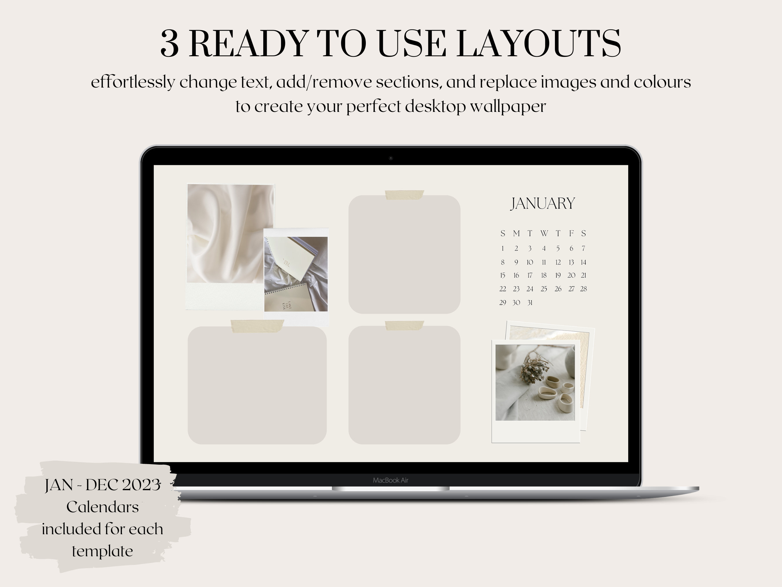 Editable Desktop Wallpaper Organizers With Monthly Calendar (nov 2023 ...