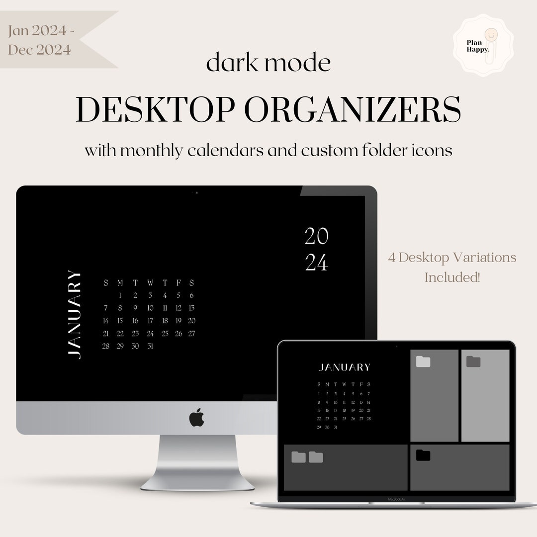 Desktop Wallpaper Organizers With Monthly Calendar jan Dec 2024 Folder ...